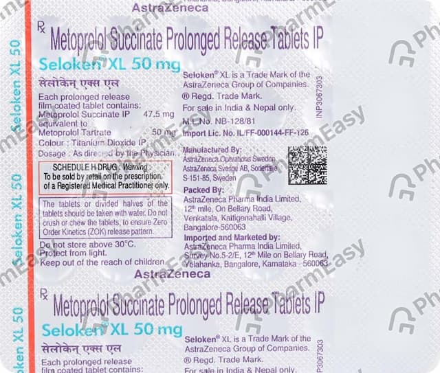 Seloken Xl 50 MG Tablet (30): Uses, Side Effects, Price, Dosage ...