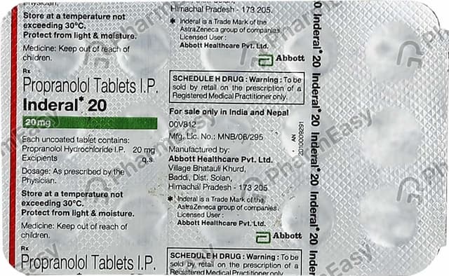 Inderal 20 MG Tablet (15): Uses, Side Effects, Price, Dosage ...